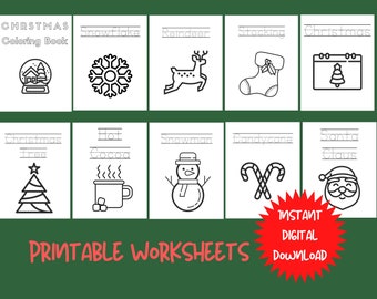 Christmas Tracing Coloring - Etsy