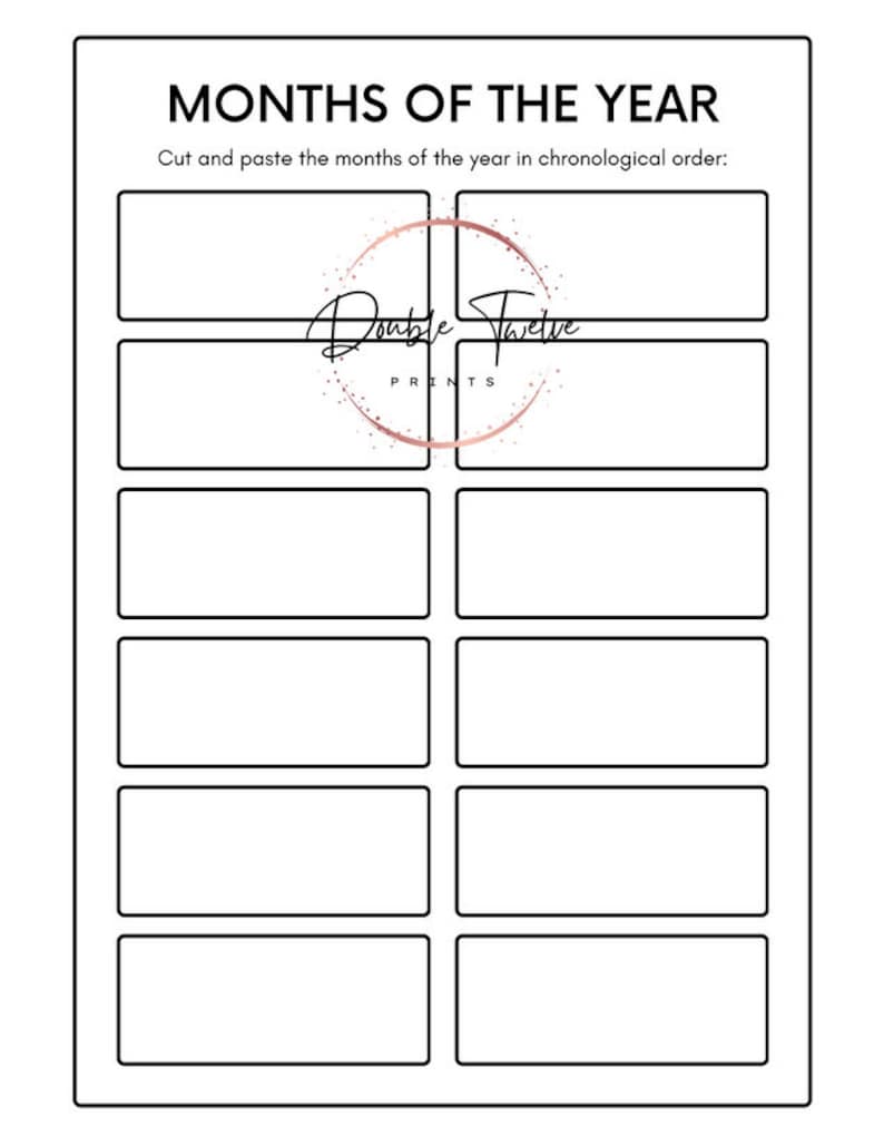 Months of the Year Cut Glue Activity Learning Worksheet Month - Etsy