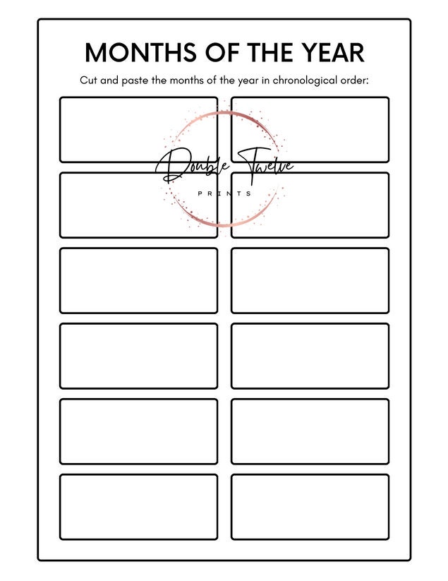 Months of the Year Cut Glue Activity Learning Worksheet Month - Etsy