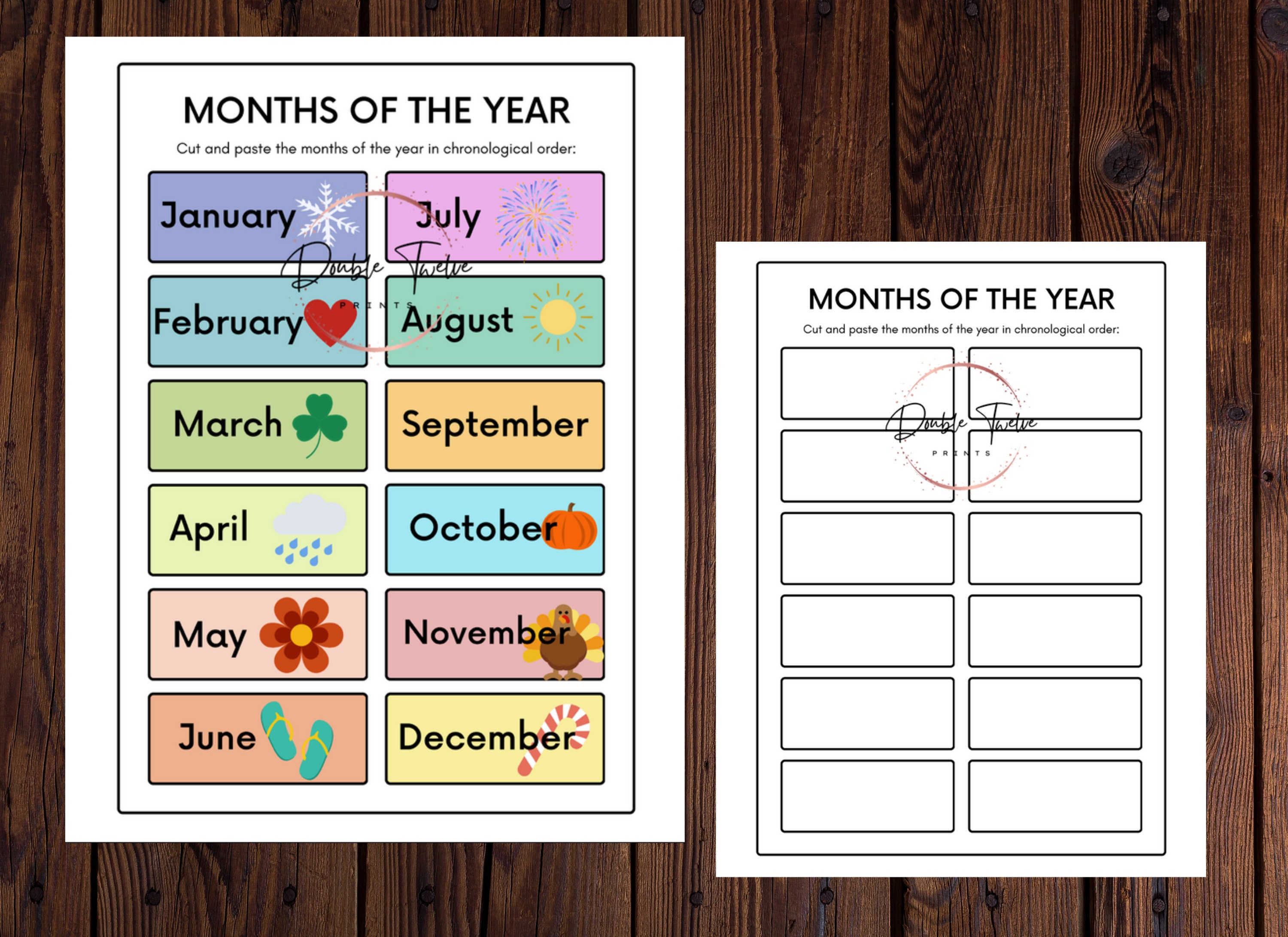 Months of the Year Cut Glue Activity Learning Worksheet Month - Etsy