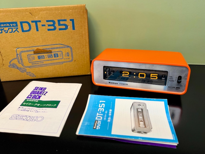 Digital Clock Timer | Sankyo DT351 | Tangerine | Rolling Flip | NOS ...
