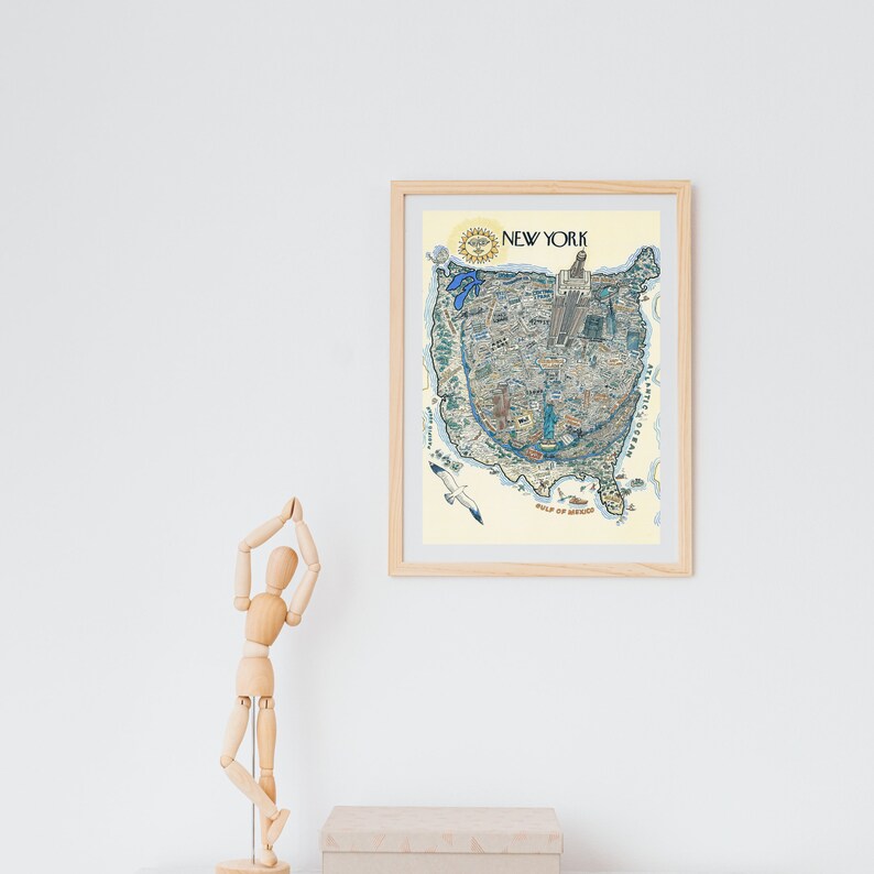 New York Pictorial | High Resolution Map - Etsy
