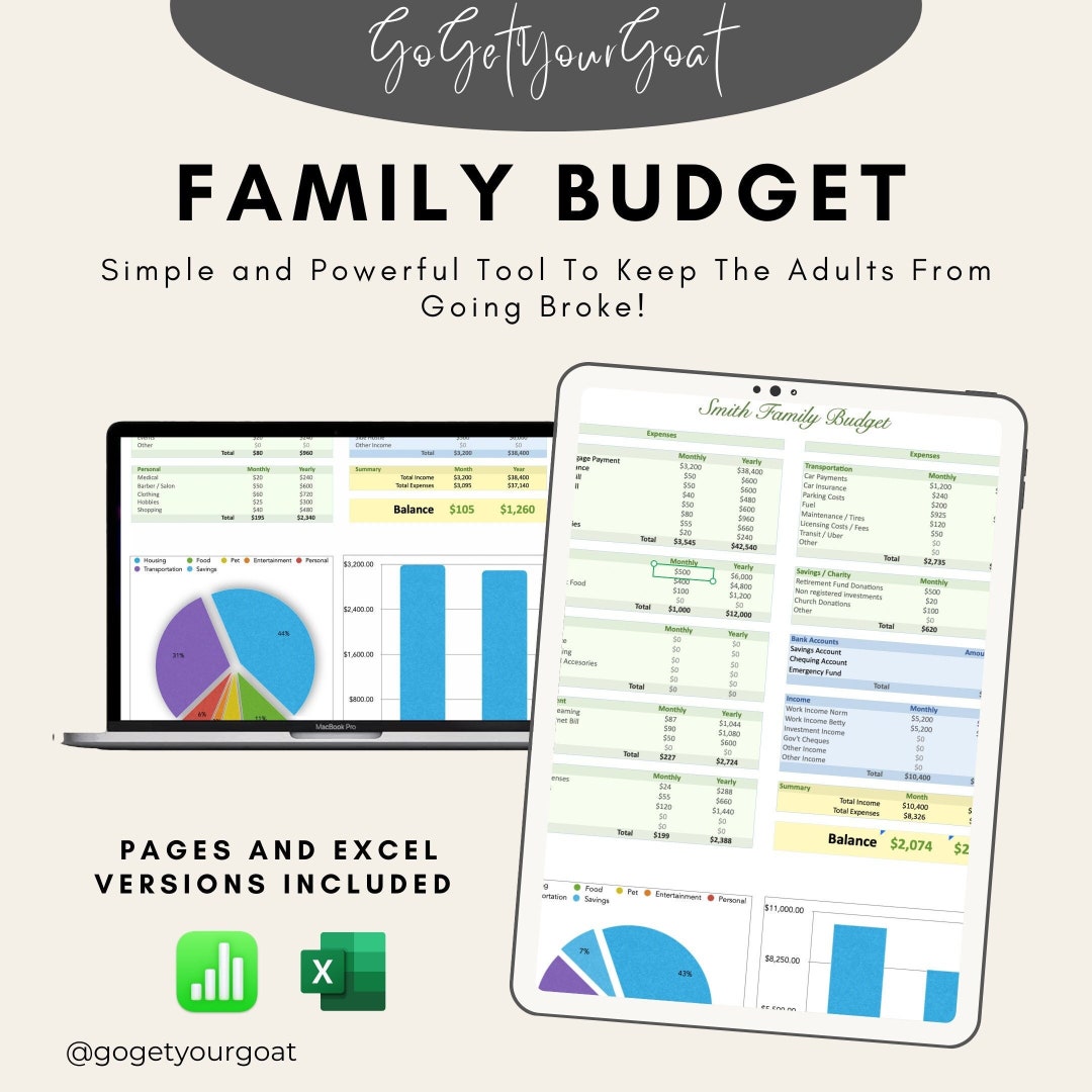 Family Budget Planner | Digital Download | Excel - Etsy