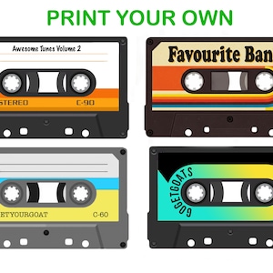 Cassette Tape Label Templates | 2 Types | Digital Download - Etsy