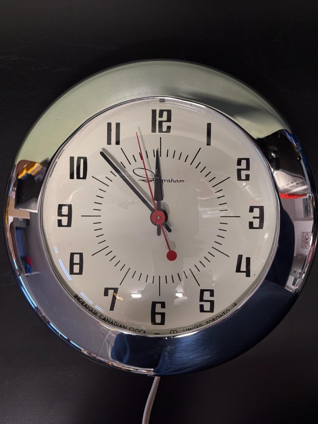 Vintage Ingraham Metal Wall Clock | MCM | NASA Chrome | 50's | USA - Etsy