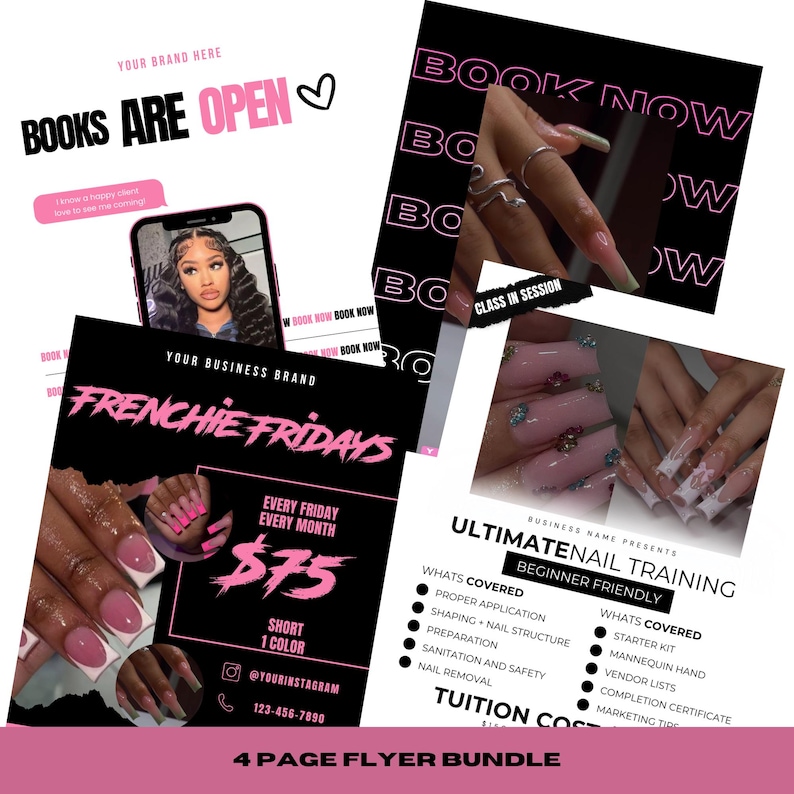 4 Editable PLR Flyers Social Media Bundle -appointment Flyer, Book Now Flyer, Monthly Bookings ...