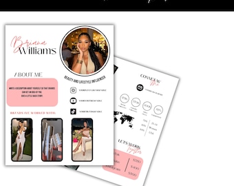 1 Page Influencer Media Kit, Media Kit Template, Instagram Influencer ...