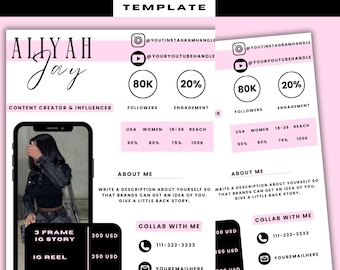 2 Page Influencer Media Kit, Media Kit Template, Instagram Influencer ...