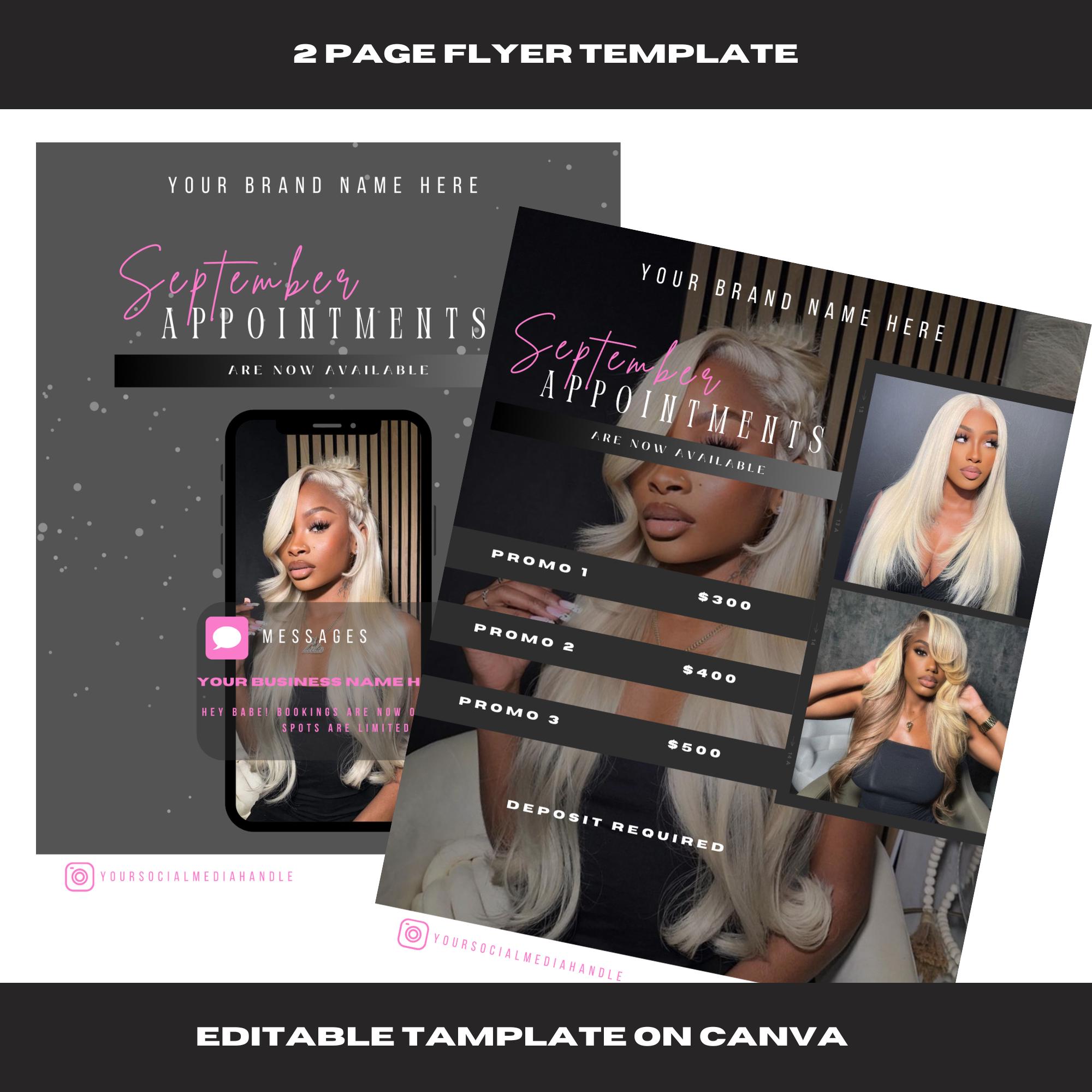 Salon Appointment Flyer Template - Customizable DIY Canva Design for ...
