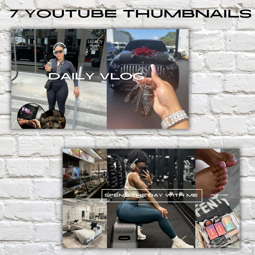 7 Youtube Thumbnail Templates | Youtube Thumbnail | DIY Branding Kit ...