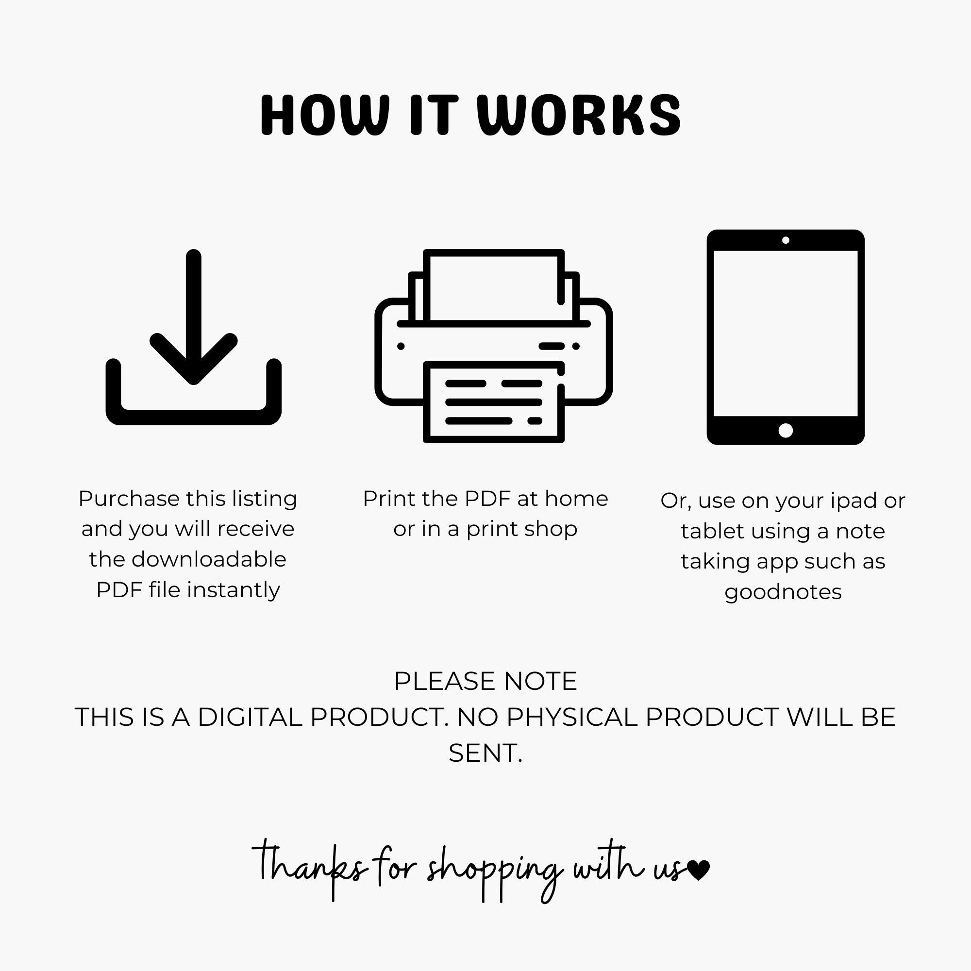 Simple Weekly Planner, Easy One 1 Page Design, Digital Download ...