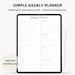 Simple Weekly Planner, Easy One 1 Page Design, Digital Download ...