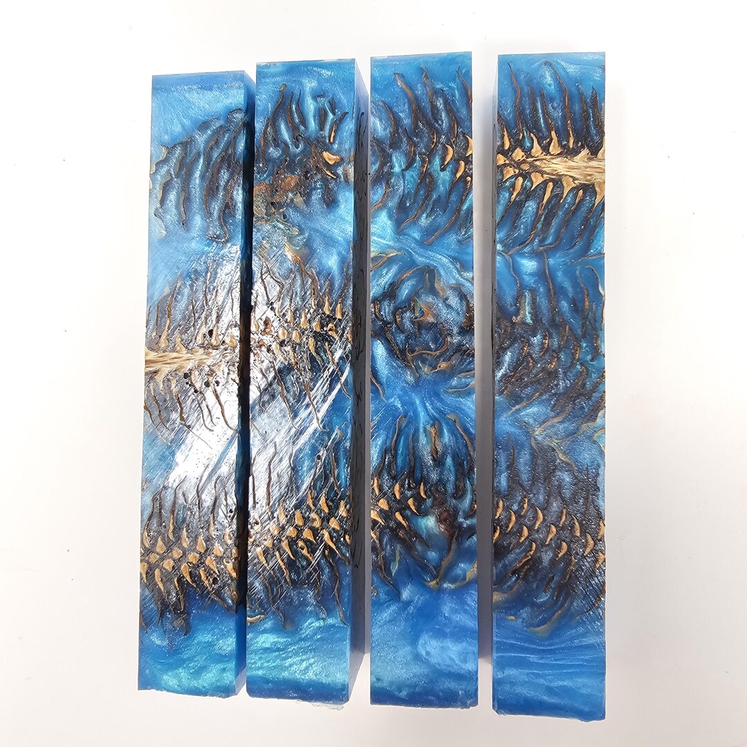 Light Blue Resin & Pine Cone Hybrid Pen Blanks - Etsy