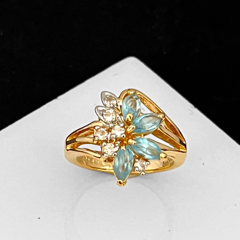 Vintage Uncas Ring Aquamarine Crystal Cluster Ring 14K Yellow - Etsy
