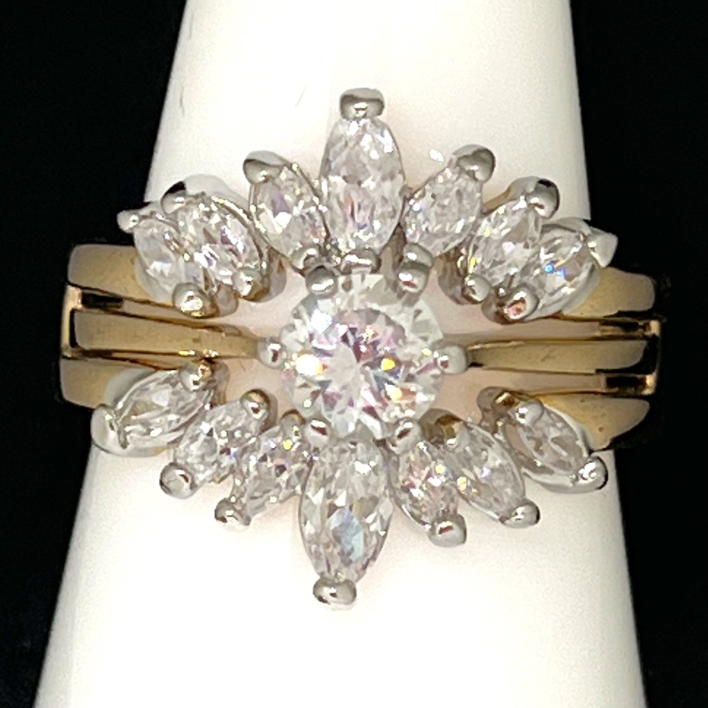 Vintage Wedding Ring Set Clear Cubic Zirconia Stones 14K Gold ...