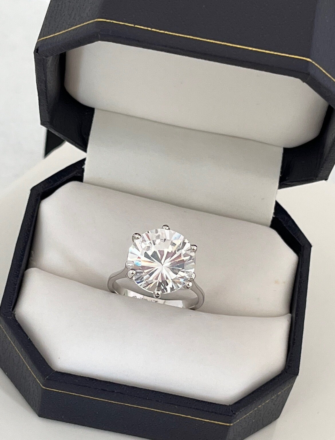 Vintage Uncas Solitaire Ring With Cubic Zirconia Accents 14K Gold ...