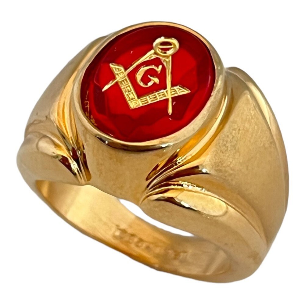 Vintage Ring Mid-century Mason Symbol Freemason 18K Gold Electroplate ...