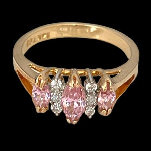 Vintage Ring Pink Tourmaline Cubic Zirconia With Austrian Crystal ...