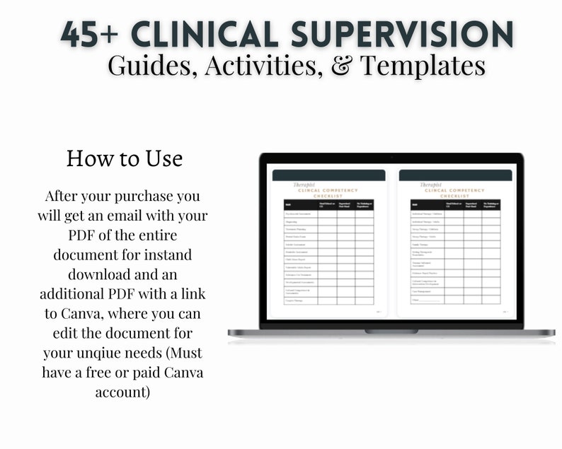45+ Clinical Supervision Guides, Activities, & Templates - Etsy
