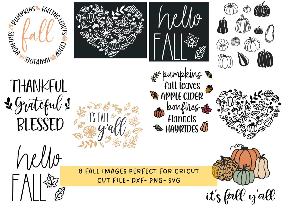 Hello Fall Tee Cricut Set SVG PNG DXF - Etsy