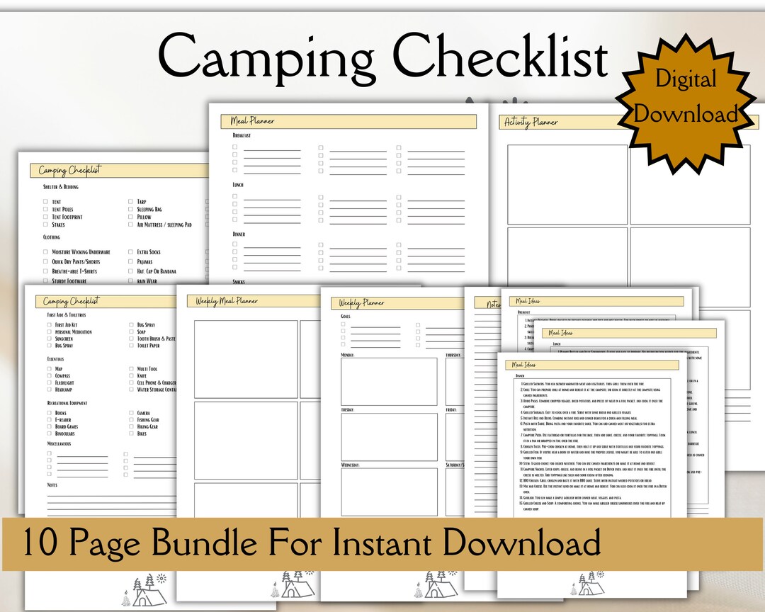 Camping Planner Instant Download Printable - Etsy