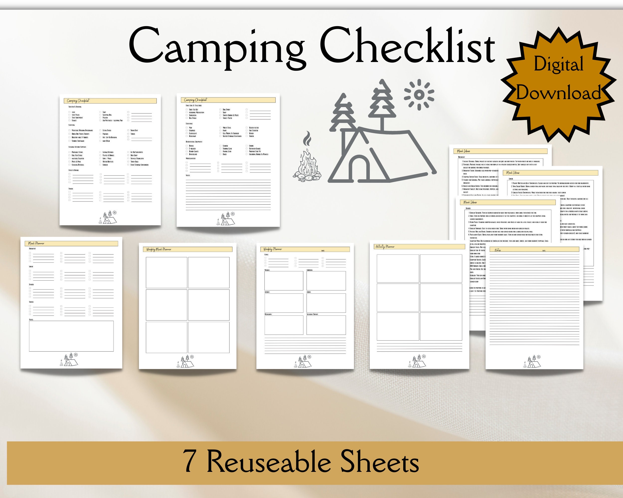 Camping Planner Instant Download Printable - Etsy