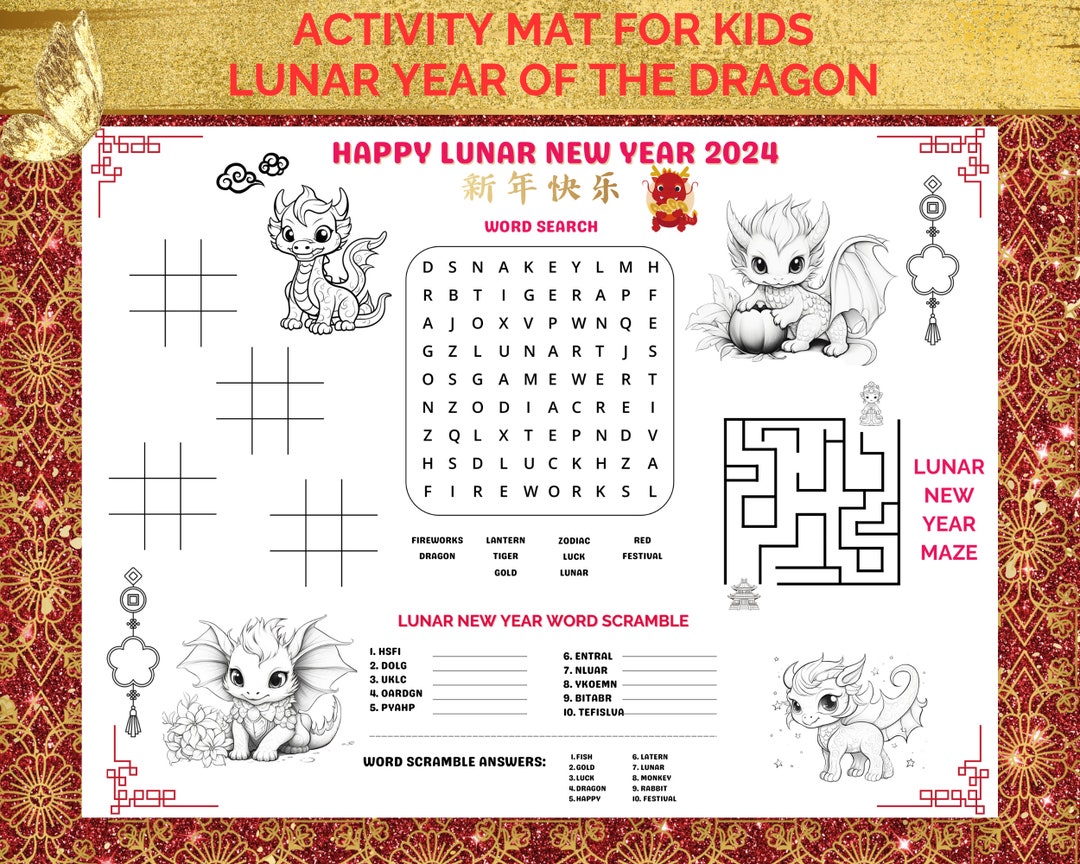 Chinese Lunar New Year Activity and Coloring Mats | Bonus Dragon ...