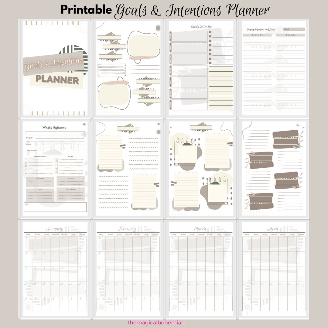 Boho Goals Planner Journal | 24 Unique Pages | 8.5x11 | Printable ...