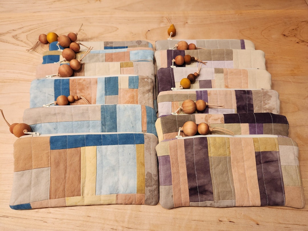 Naturally Dyed Quilted Patchwork Pouch, Make-up Bag, Travel Pouch, Pencil Pouch - Etsy UK