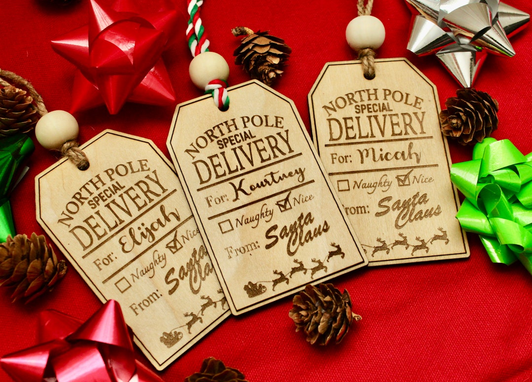 Personalized Santa Gift Tag, Custom Wooden Gift Tag, Christmas Tag ...