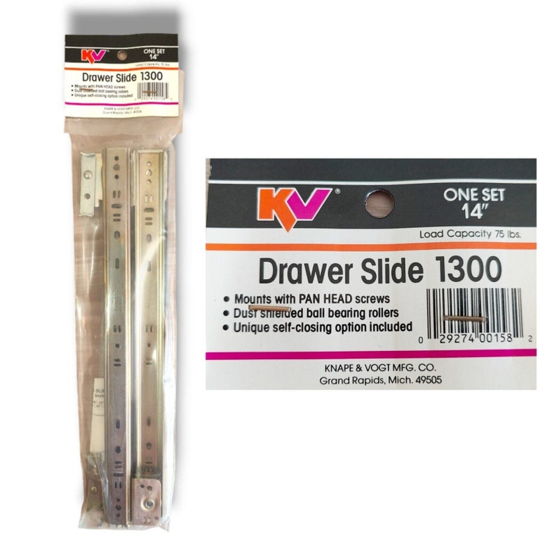 Knape & Vogt KV 1300 Drawer Slide, 14 Inch, 75 Lbs (1 Set) - Etsy