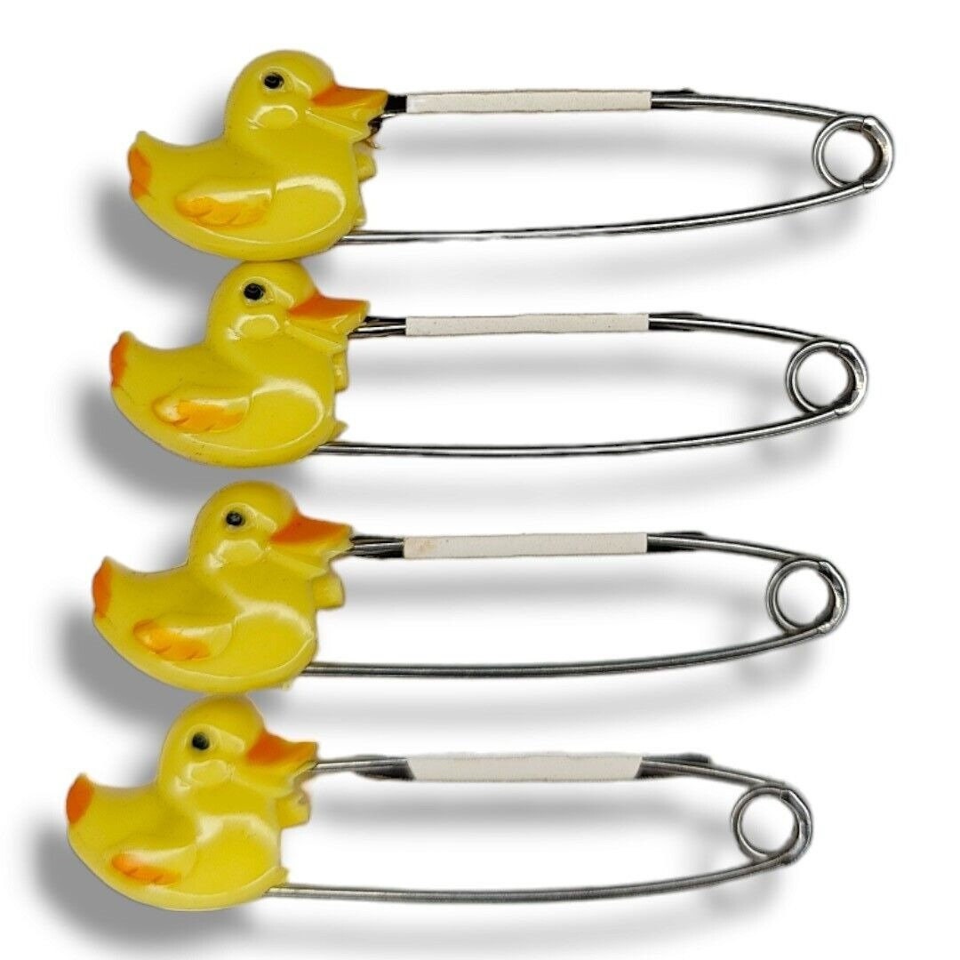 Vintage Yellow Duck Diaper Pins 4 Pack Duckie Cloth Safety Pins 2.5 NEW ...