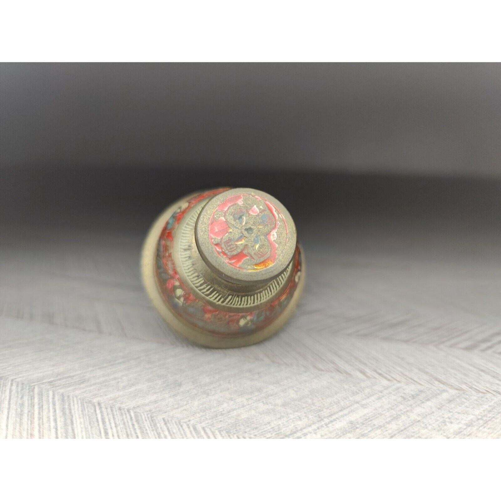 Vintage Brass Elephant Claw Bell Etched & Enameled With Floral - Etsy