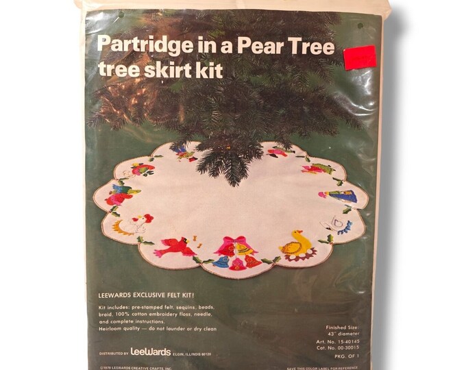 Vintage Lee Wards Christmas Tree Skirt Kit Partridge in A Pear Tree NEW ...