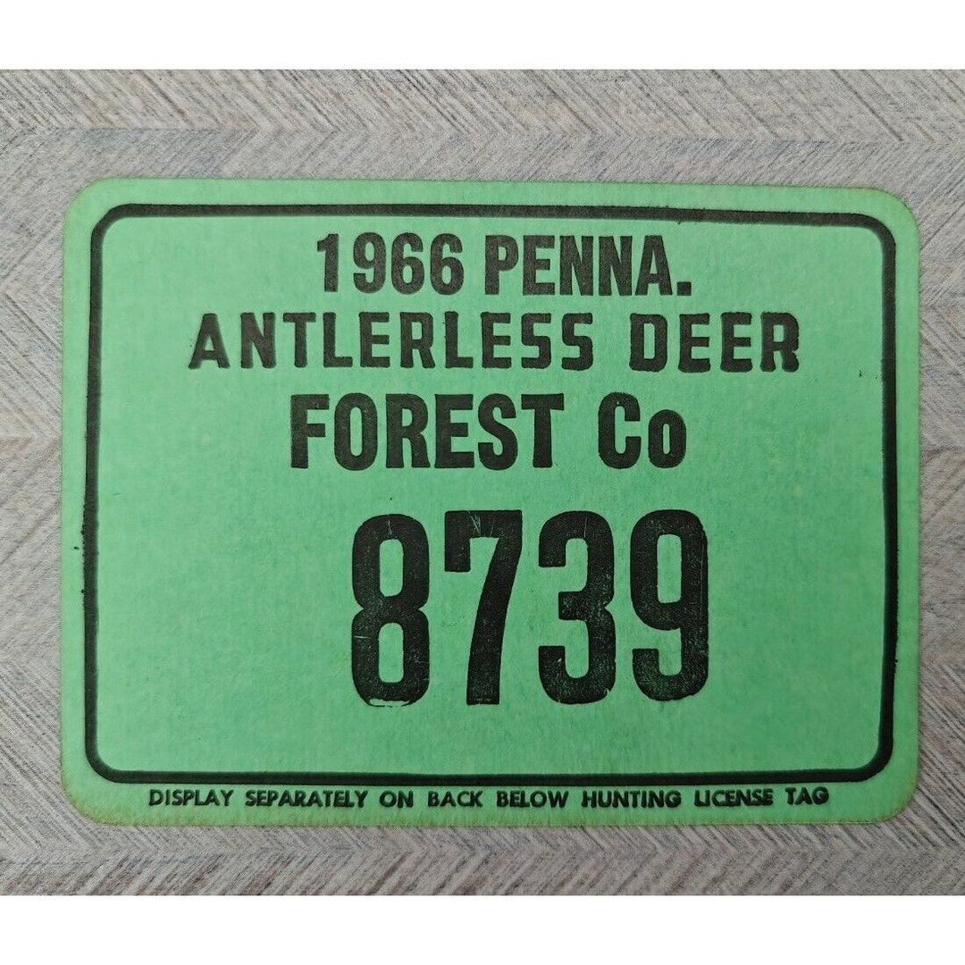 1966 Penna Antlerless Deer 8739 Fulton Co Cardboard Hunting License ...
