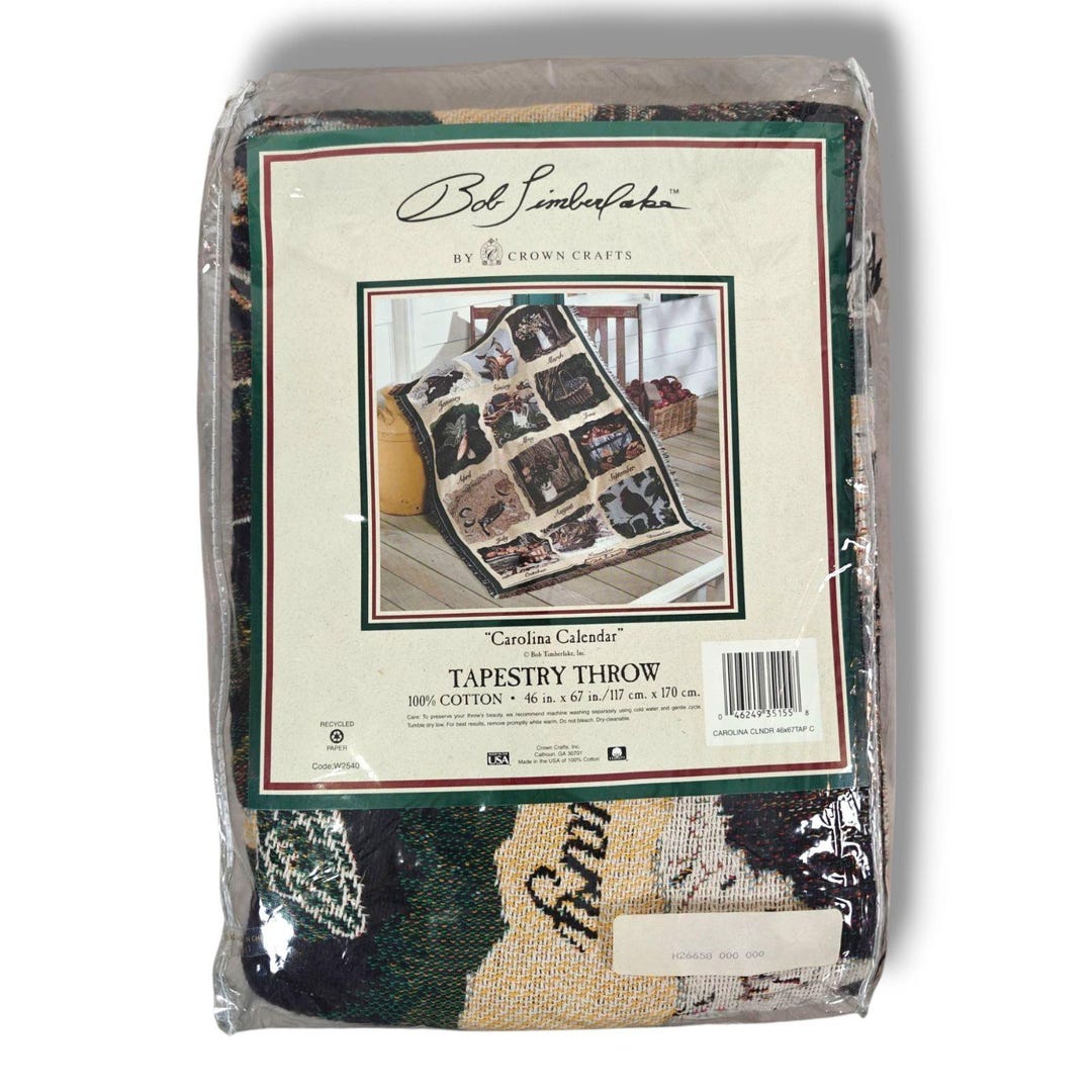 Vintage Bob Timberlake Carolina Calendar Tapestry Woven Throw Blanket ...