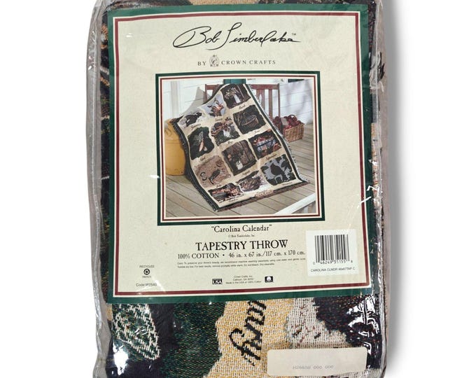 Vintage Bob Timberlake Carolina Calendar Tapestry Woven Throw Blanket ...