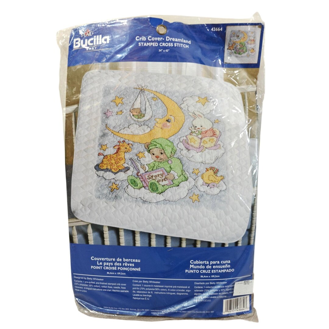 Bucilla Baby Crib Cover Dreamland Stamped Cross Stitch Kit NEW 43664 ...
