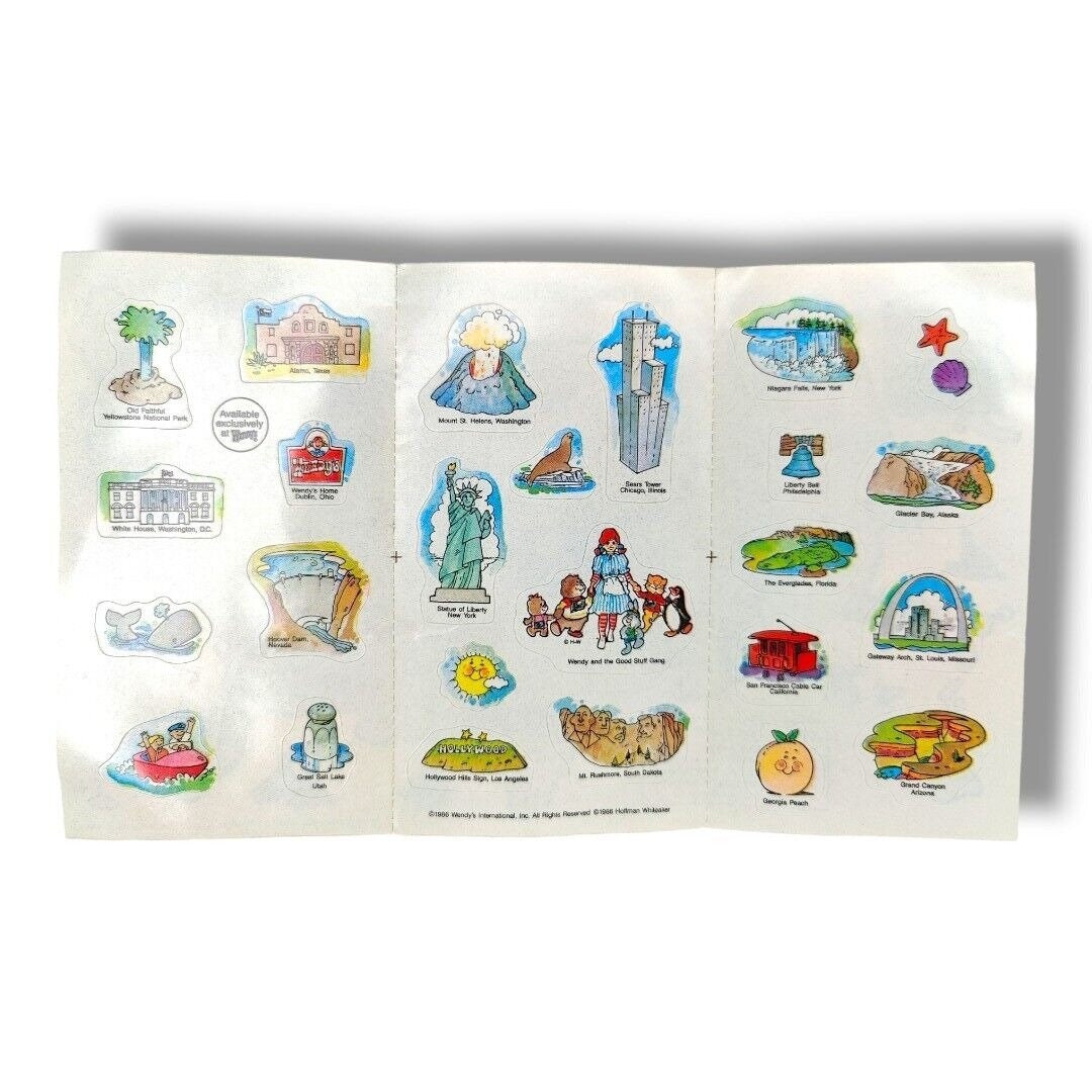 Vintage Wendy's Good Stuff Gang Sights Map W/ Stickers '86 Fast Food ...