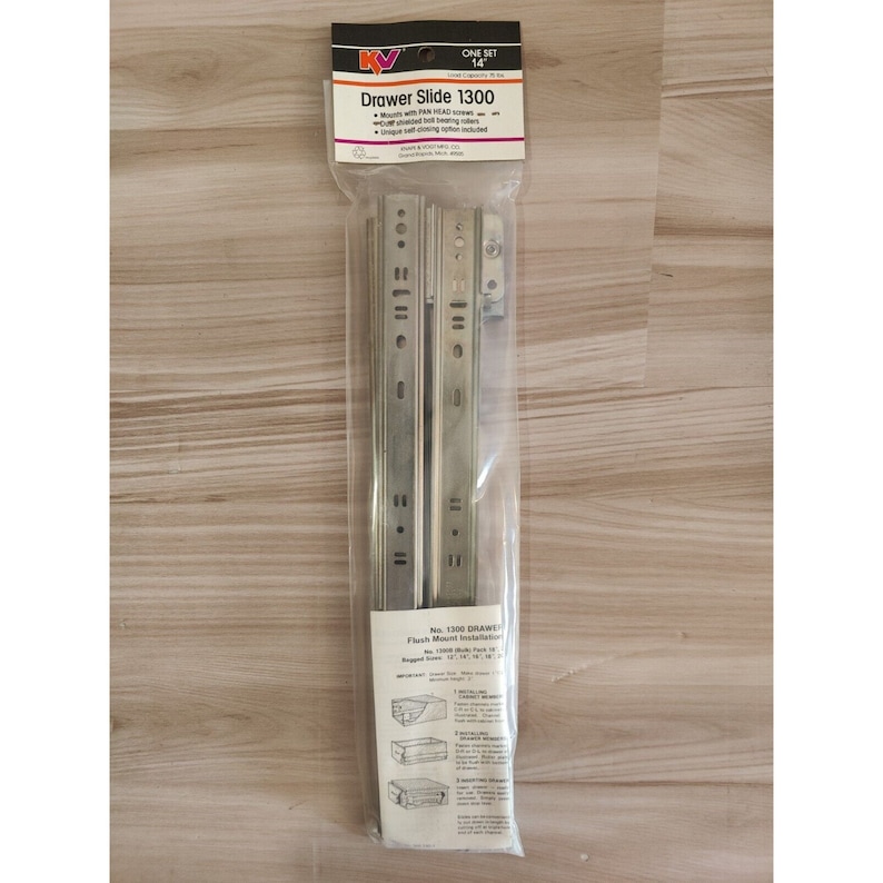 Knape & Vogt KV 1300 Drawer Slide 14 Inch Side Mount 75 Lbs NEW SEALED ...