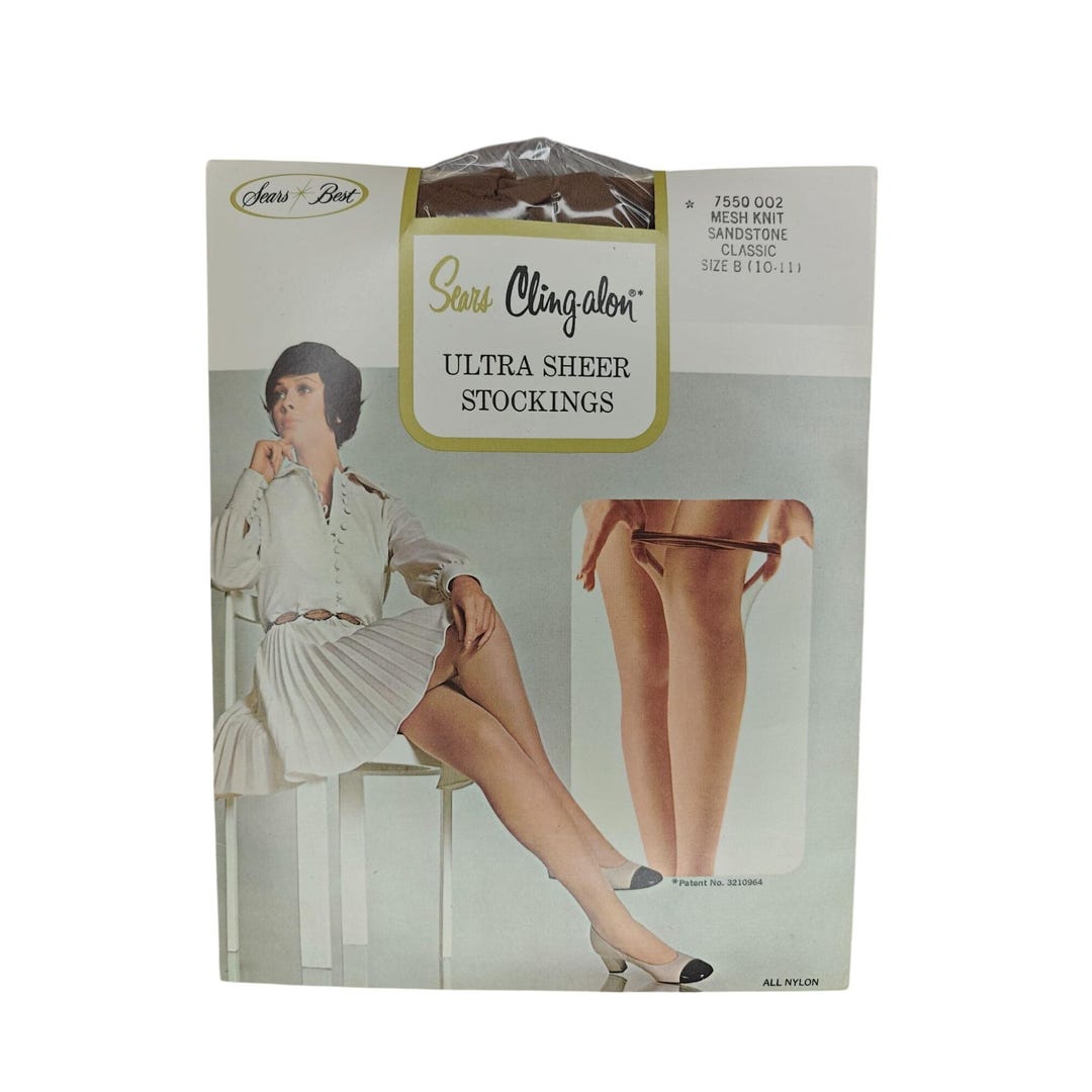 Sears Cling-alon Ultra Sheer Stockings Size Classic B 10-11 Sandstone ...