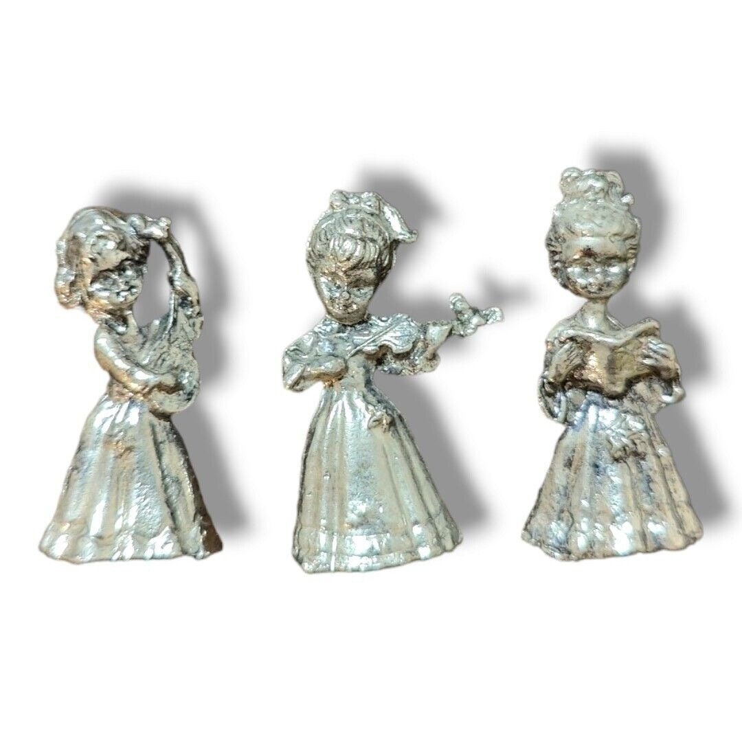 Vintage Pewter Miniature Figurines Musician Girls Set of 3 - Etsy
