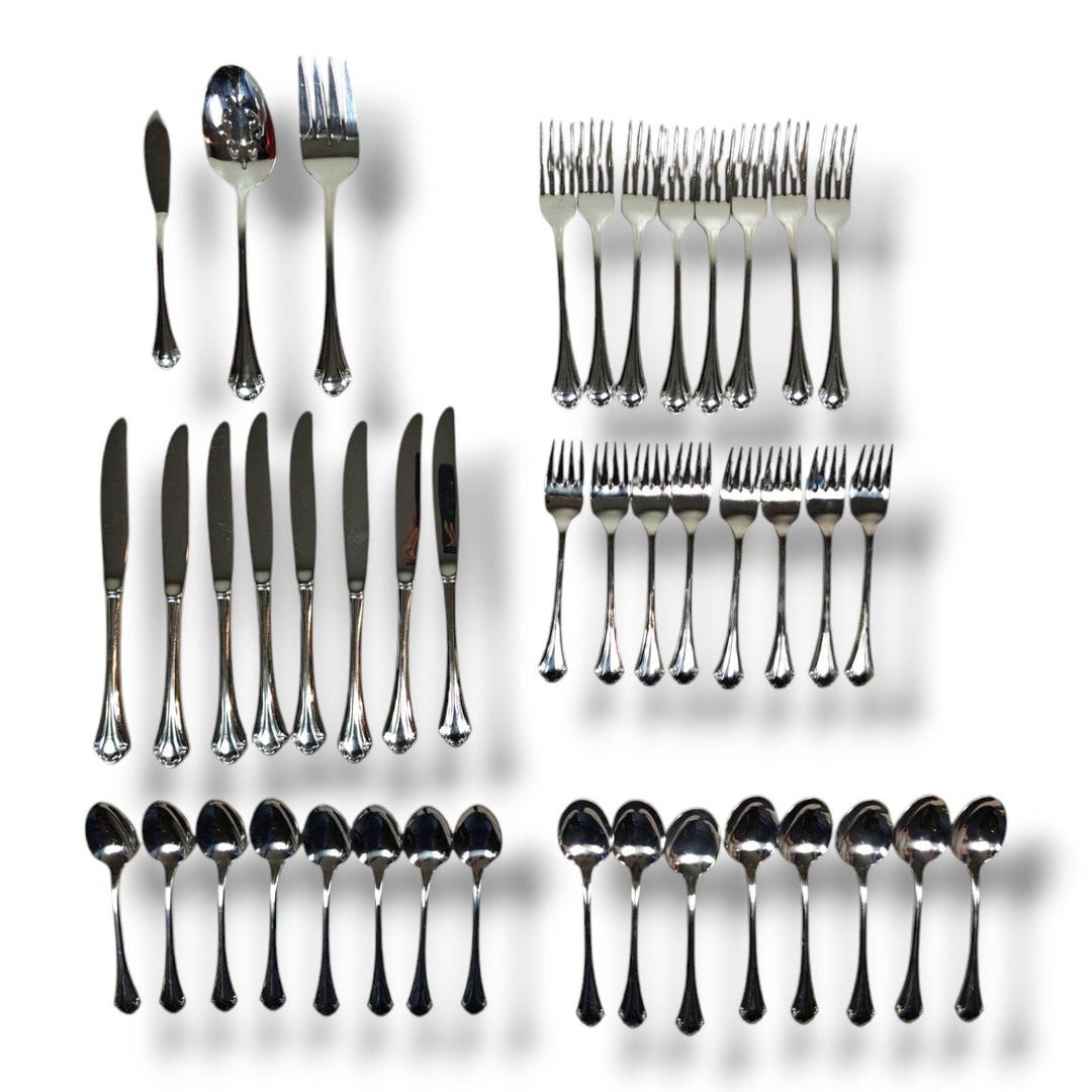 Vintage Retired Oneida Falkirk Stainless Steel 43 Pcs Flatware Set ...