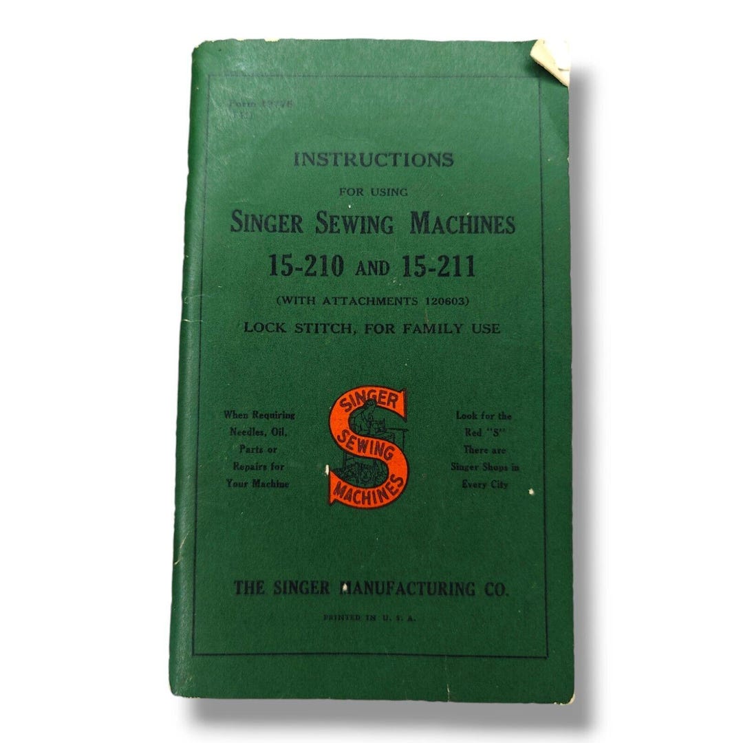 Vintage Original Instruction Book Singer Sewing Machine 221 210 1941 ...