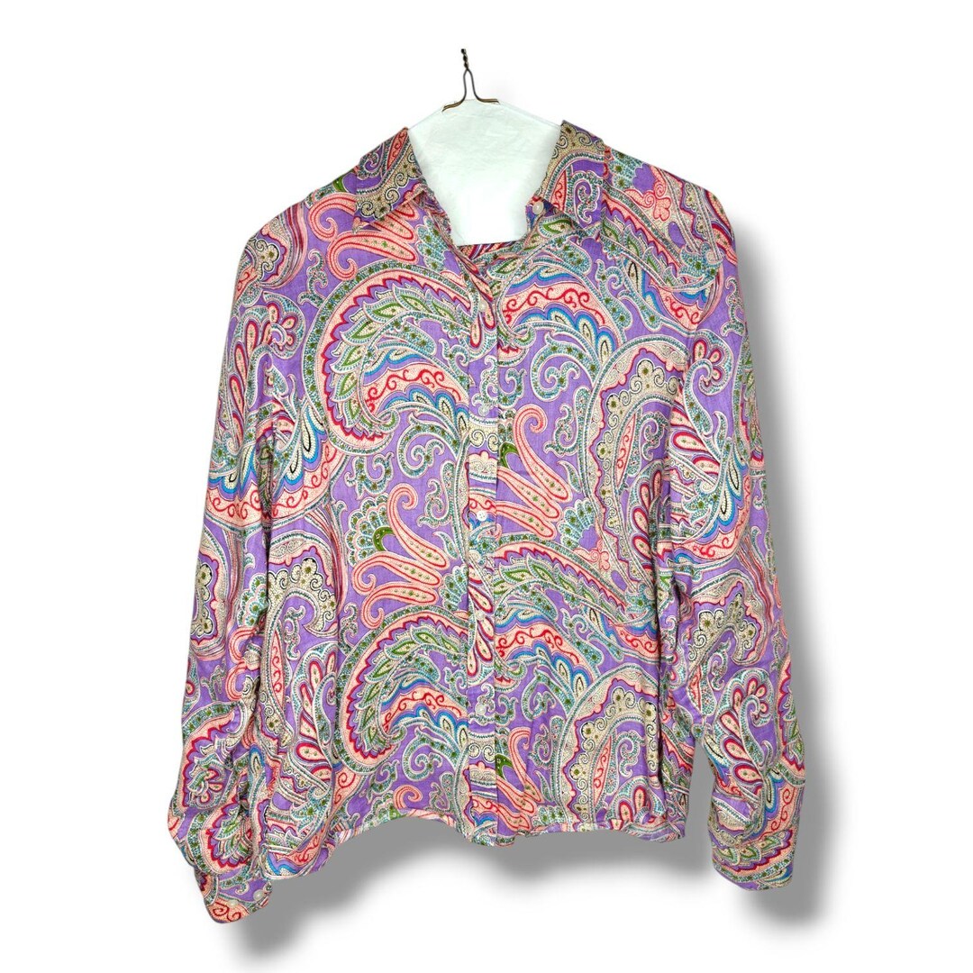 Vintage Lauren Ralph Lauren LRL Women's Shirt Paisley 100% Linen Button ...