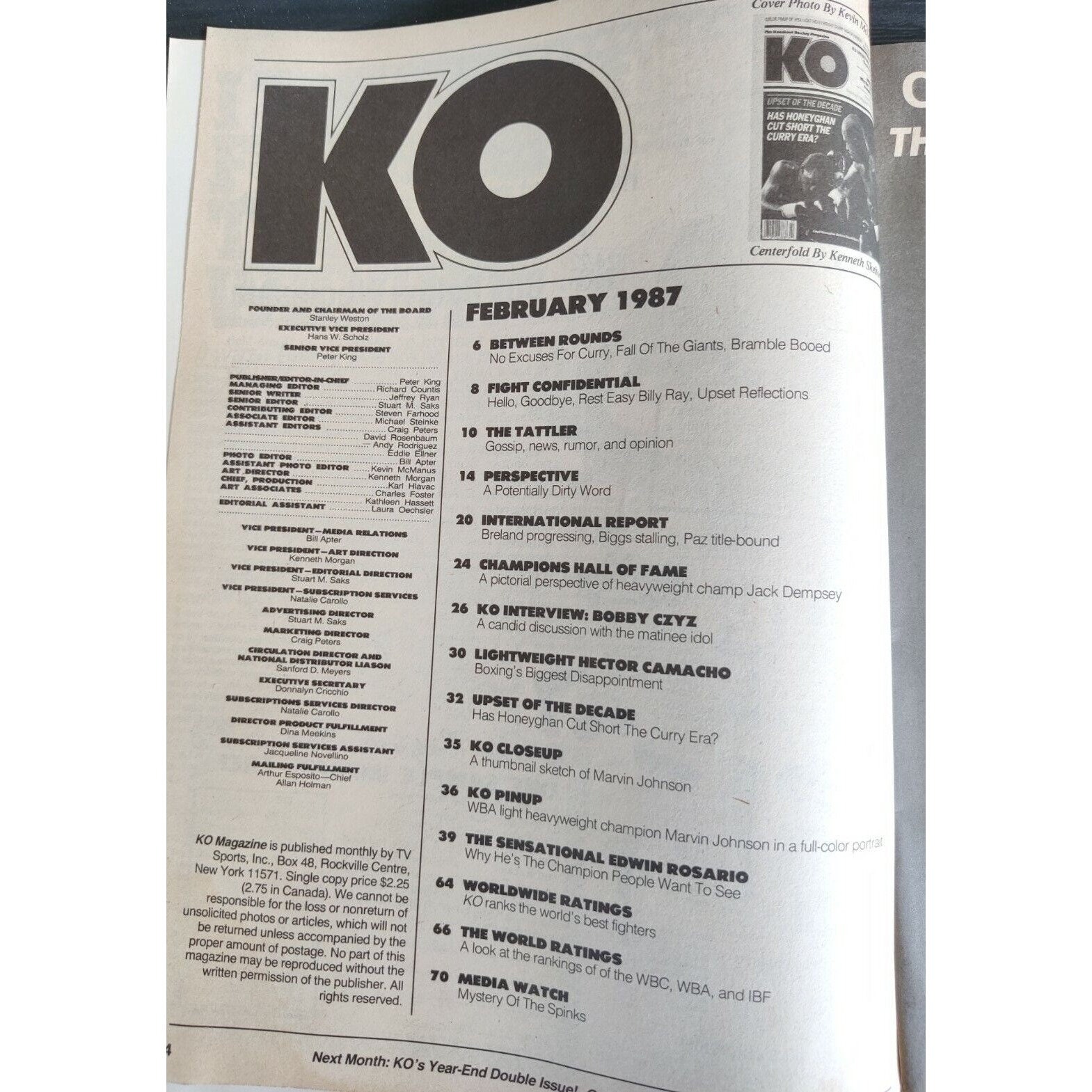 KO Boxing Sport Magazine February '87 Honeyghan Curry Czyz Marv Johnson ...