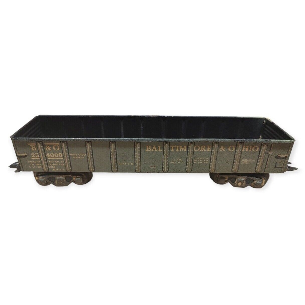 Vintage 1941 Marx 0 Scale Gauge Metal Coal Freight Car B&O Baltimore ...