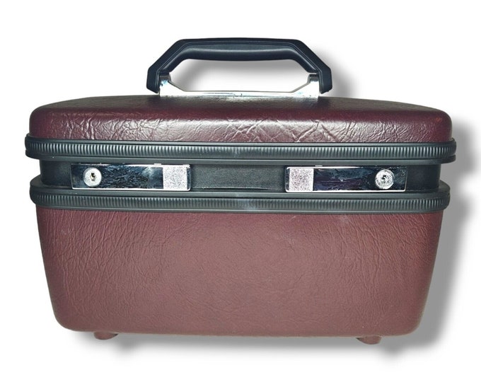Samsonite Sentry II Burgundy Cosmetic Train Travel Case Hard Luggage ...