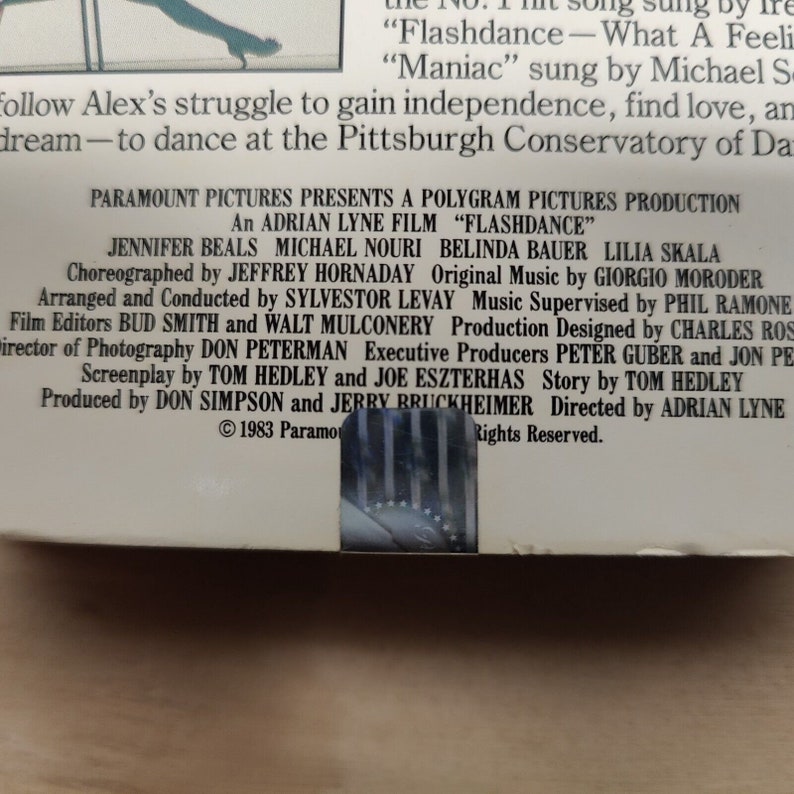 Flashdance VHS Tape Paramount Watermarks New Sealed 1983 Jennifer Beals ...