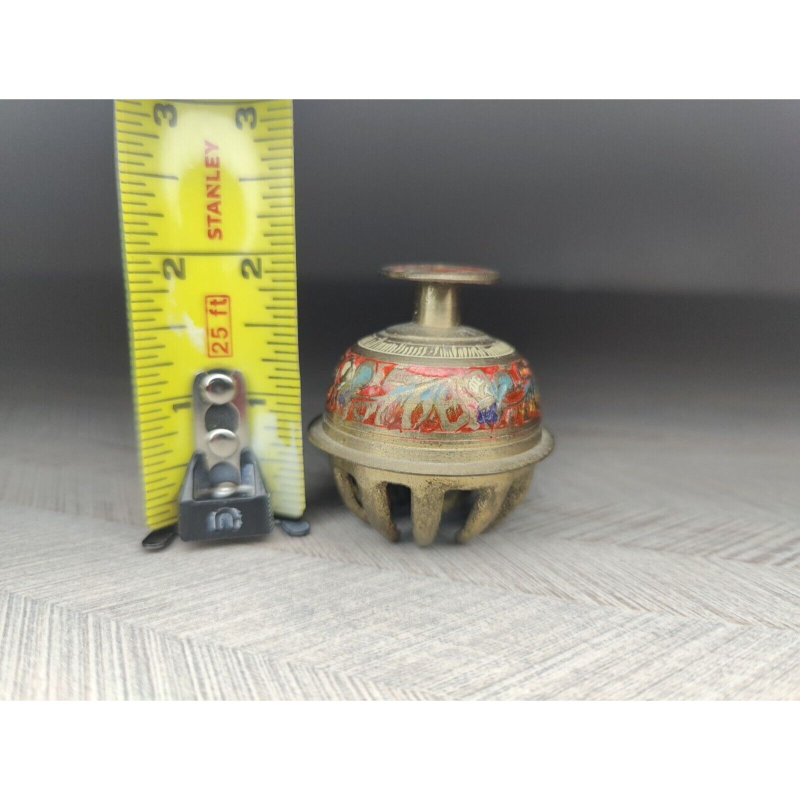 Vintage Brass Elephant Claw Bell Etched & Enameled With Floral - Etsy